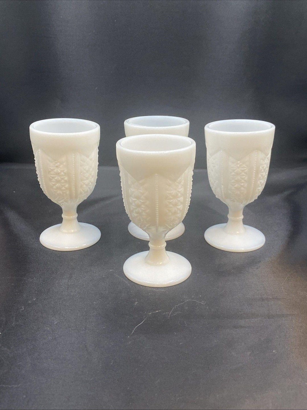 Vintage EAPG Milk Glass Set of 4 Wine Cordial Glasses - Etsy