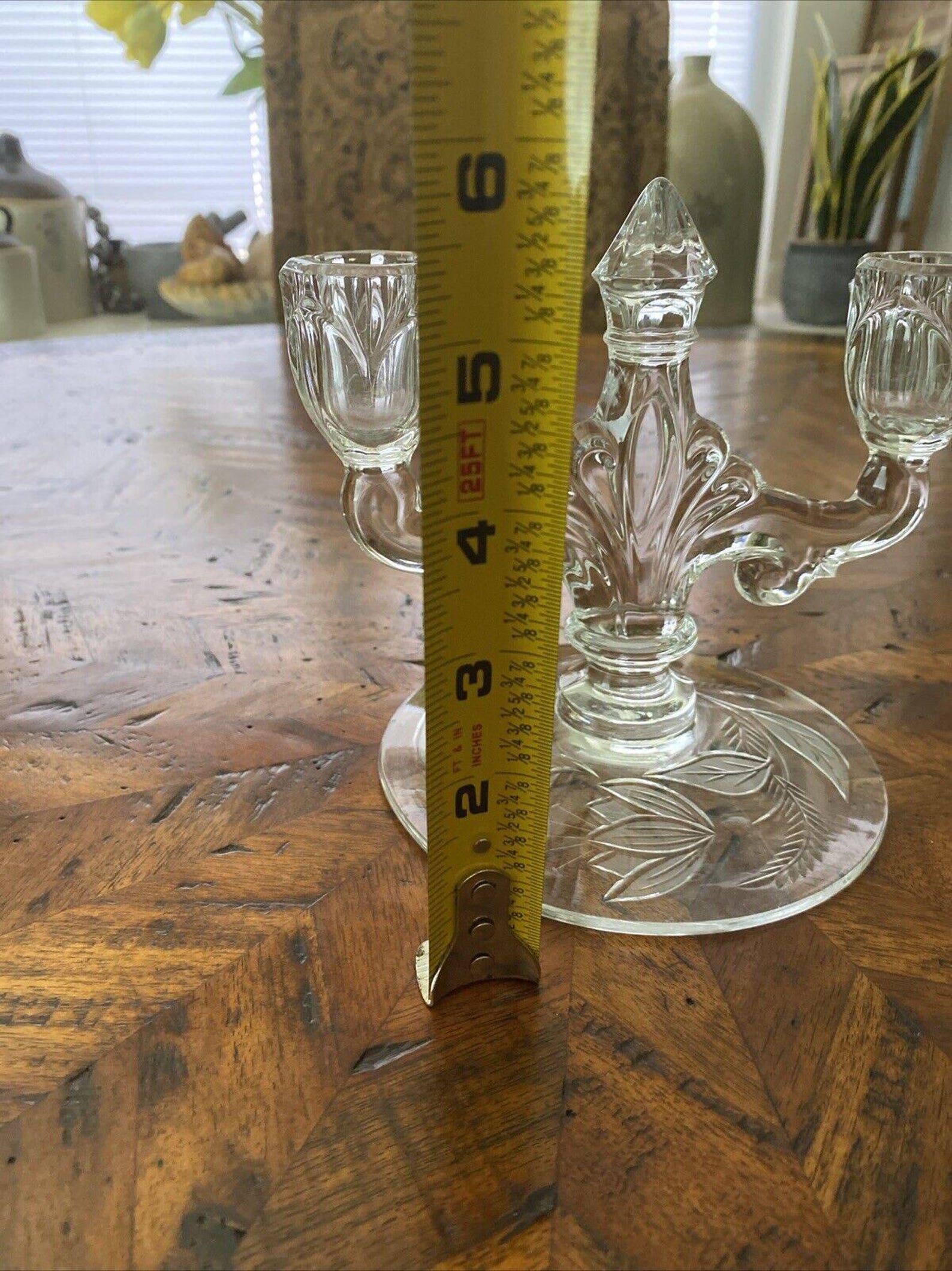 Heisey Glass Trident Double Taper Candle Holder 1929-57 Daisy Pattern ...