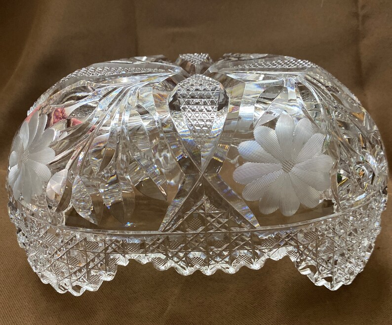 Vintage Saw Tooth Crystal Bowl in Oval Shape - Etsy