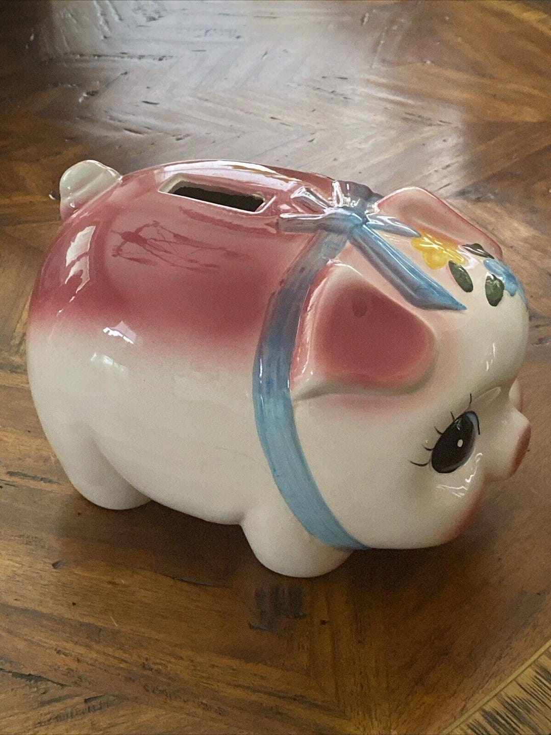 Vintage Large Ceramic Pig Piggy Bank. 9x5x6 - Etsy