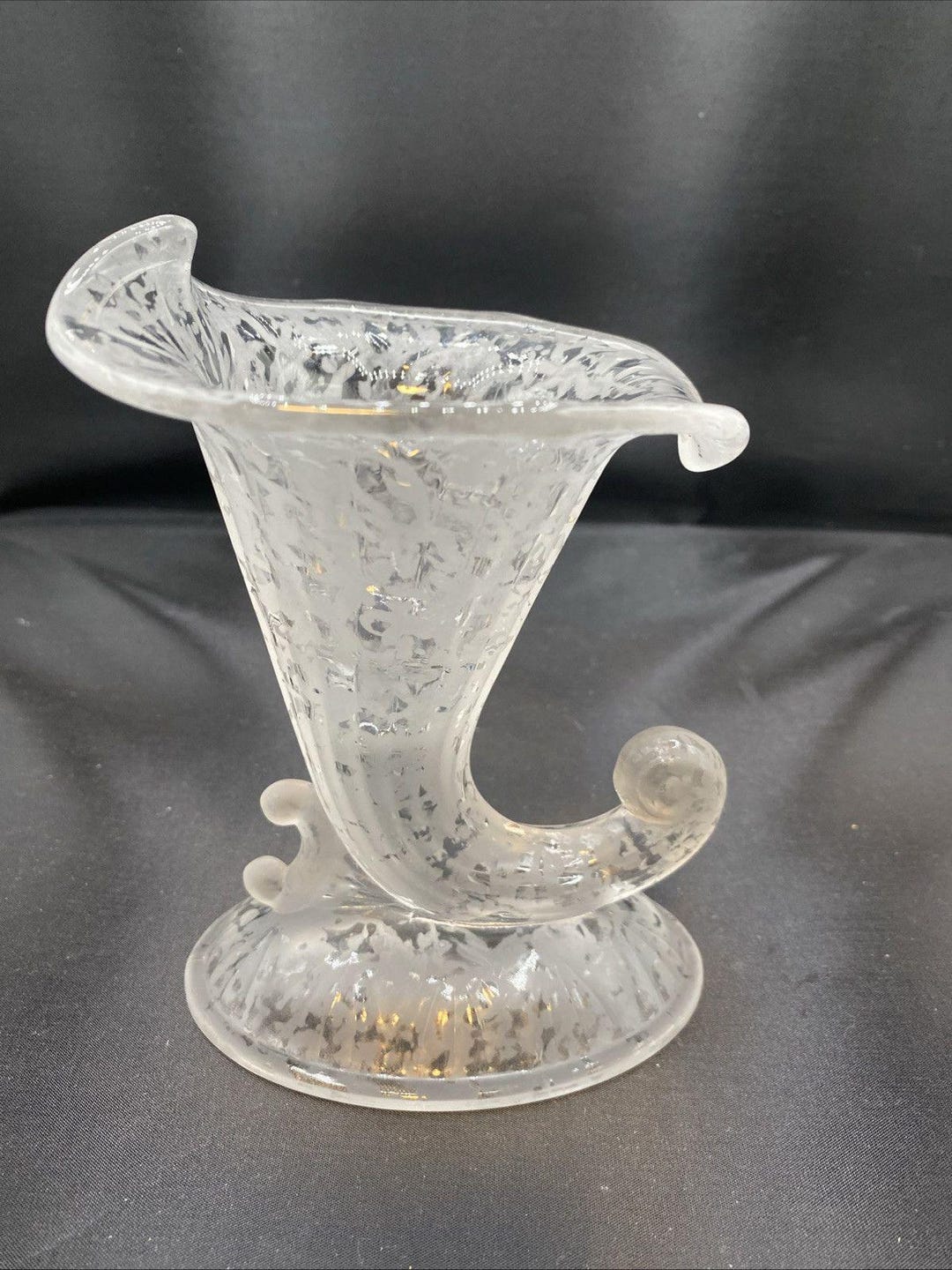 Crystal Rare Early Fenton Satin Cornucopia, Frosted Etched - Etsy