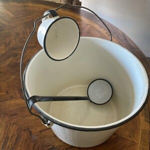 Enamel 3pc Vintage Pail With Dipper and Cup - Etsy