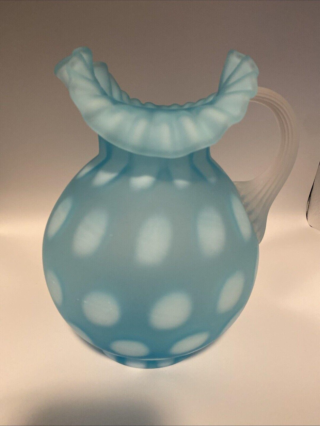 Fenton Rare Blue Opalescent Coin Optic Pitcher Stunning - Etsy