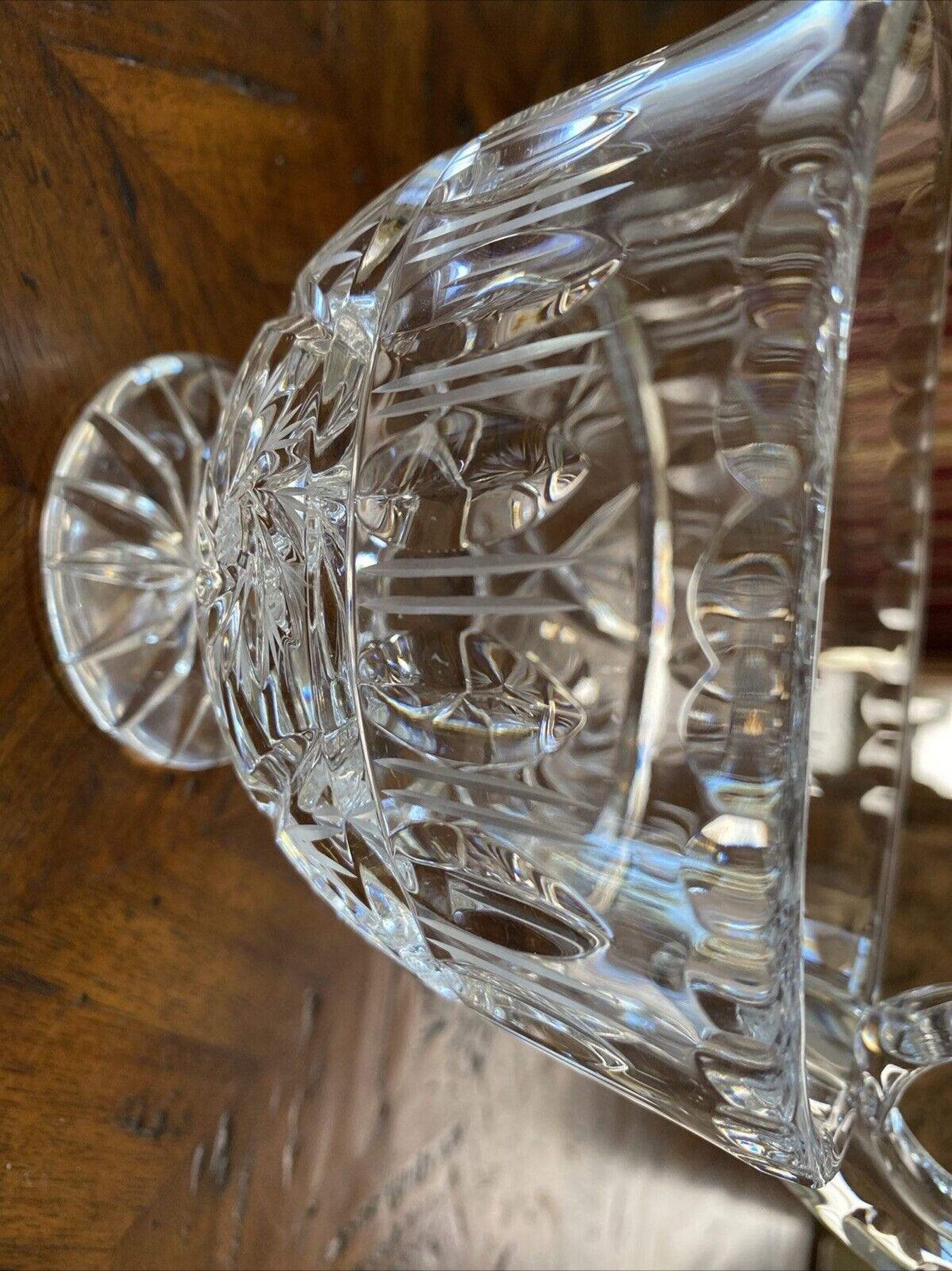Large Crystal Gravy Boat Etched Pinwheel Design - Etsy
