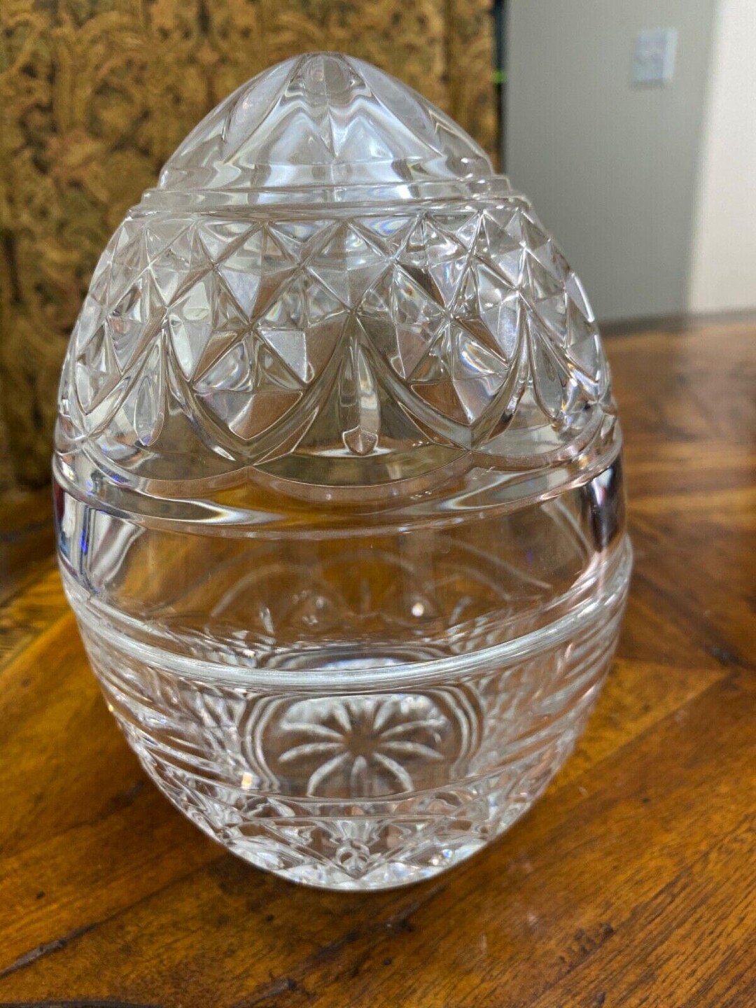 Large Crystal Egg Candy Dish Trinket Box 7 Inch - Etsy