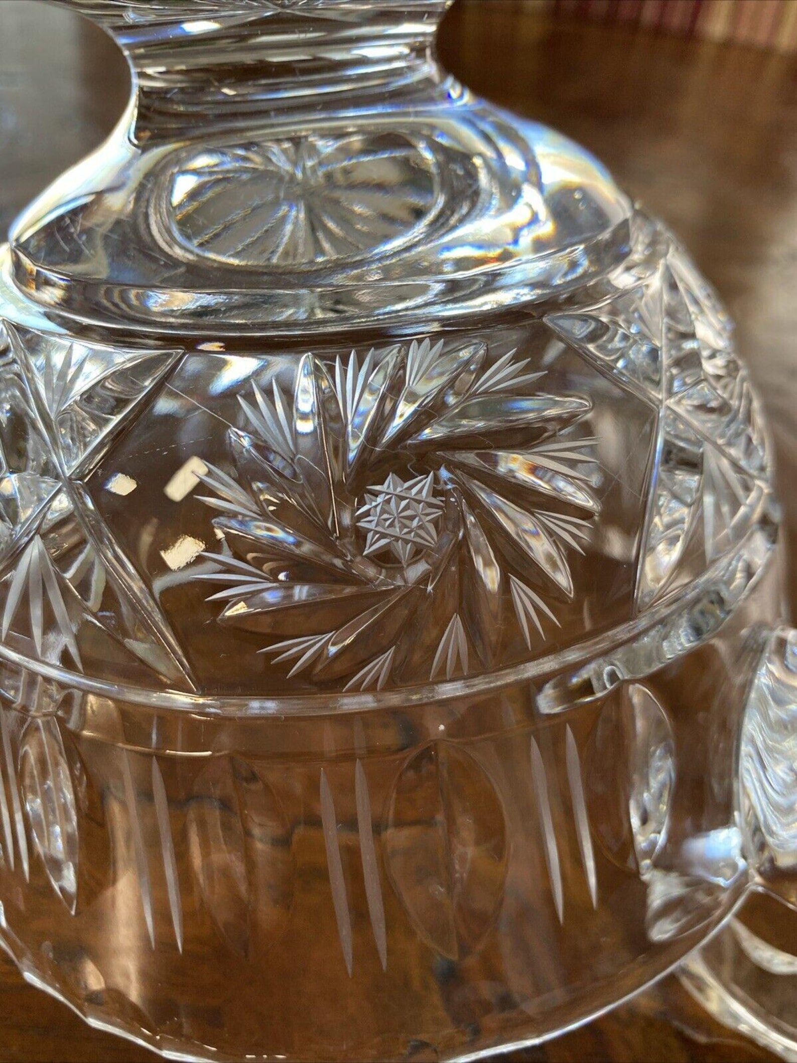 Large Crystal Gravy Boat Etched Pinwheel Design - Etsy