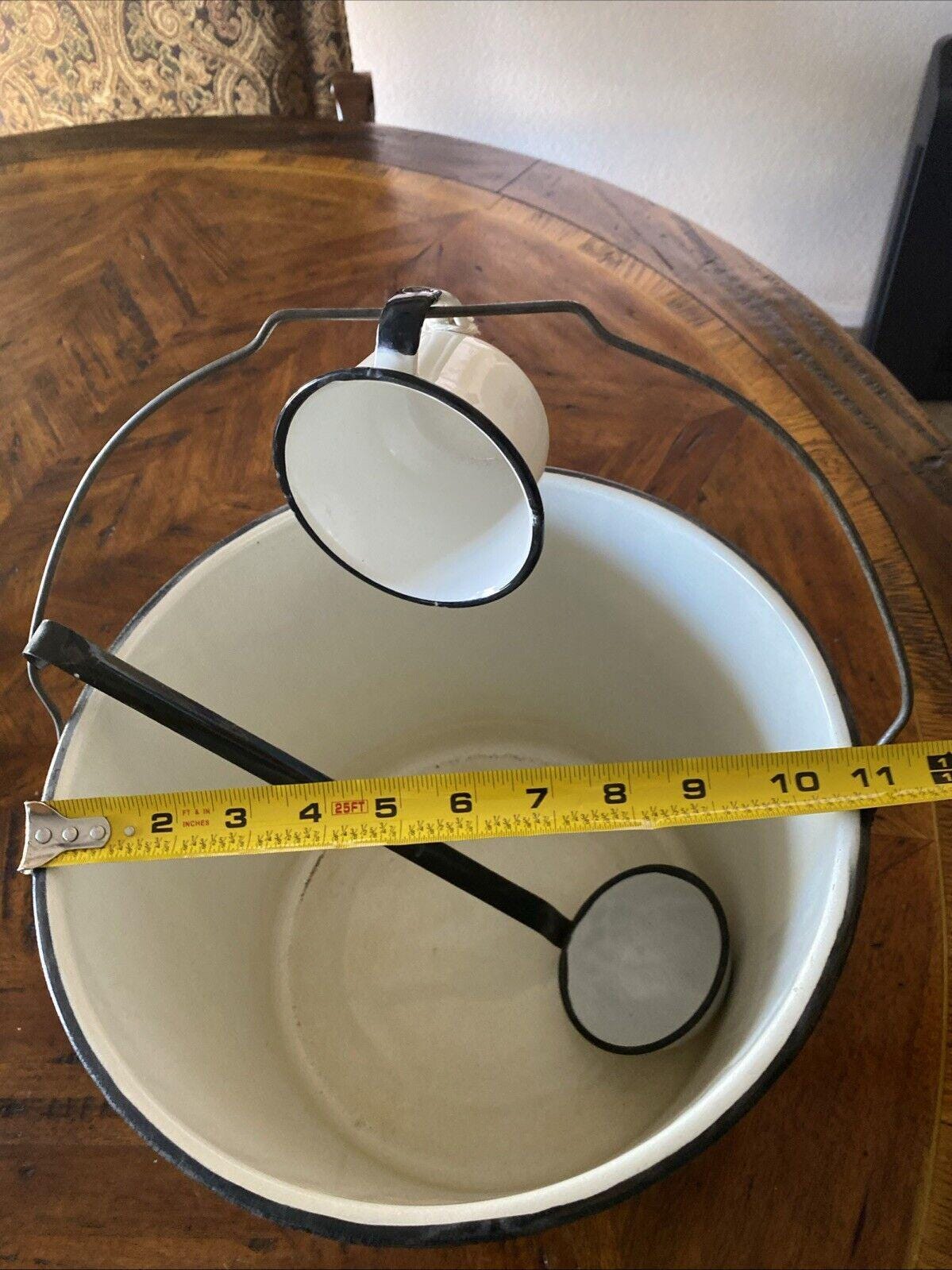 Enamel 3pc Vintage Pail With Dipper and Cup - Etsy