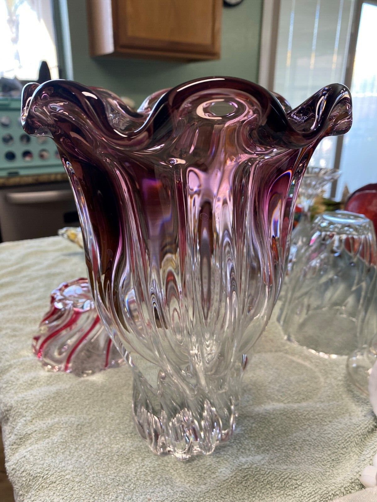 Shannon Irish Crystal Vase by GODINGER Purple to Clear Twisted Base - Etsy