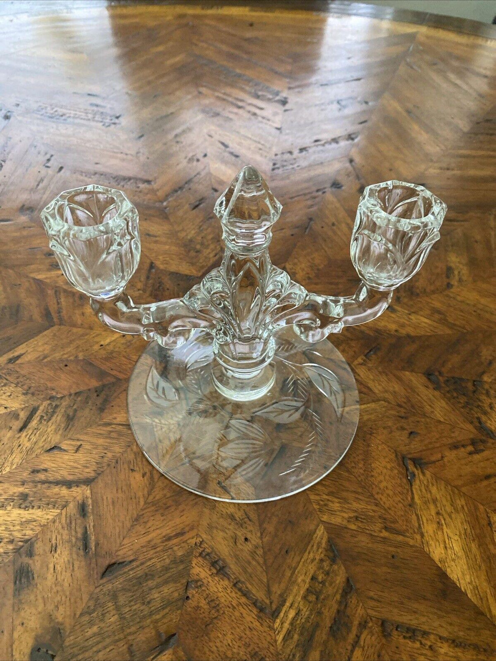 Heisey Glass Trident Double Taper Candle Holder 1929-57 Daisy Pattern ...