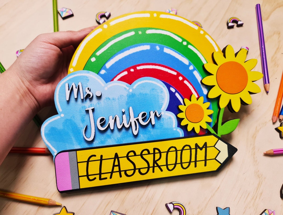 Teacher 3D Door Sign, Personalized Teacher Door Sign, Classroom Welcome ...