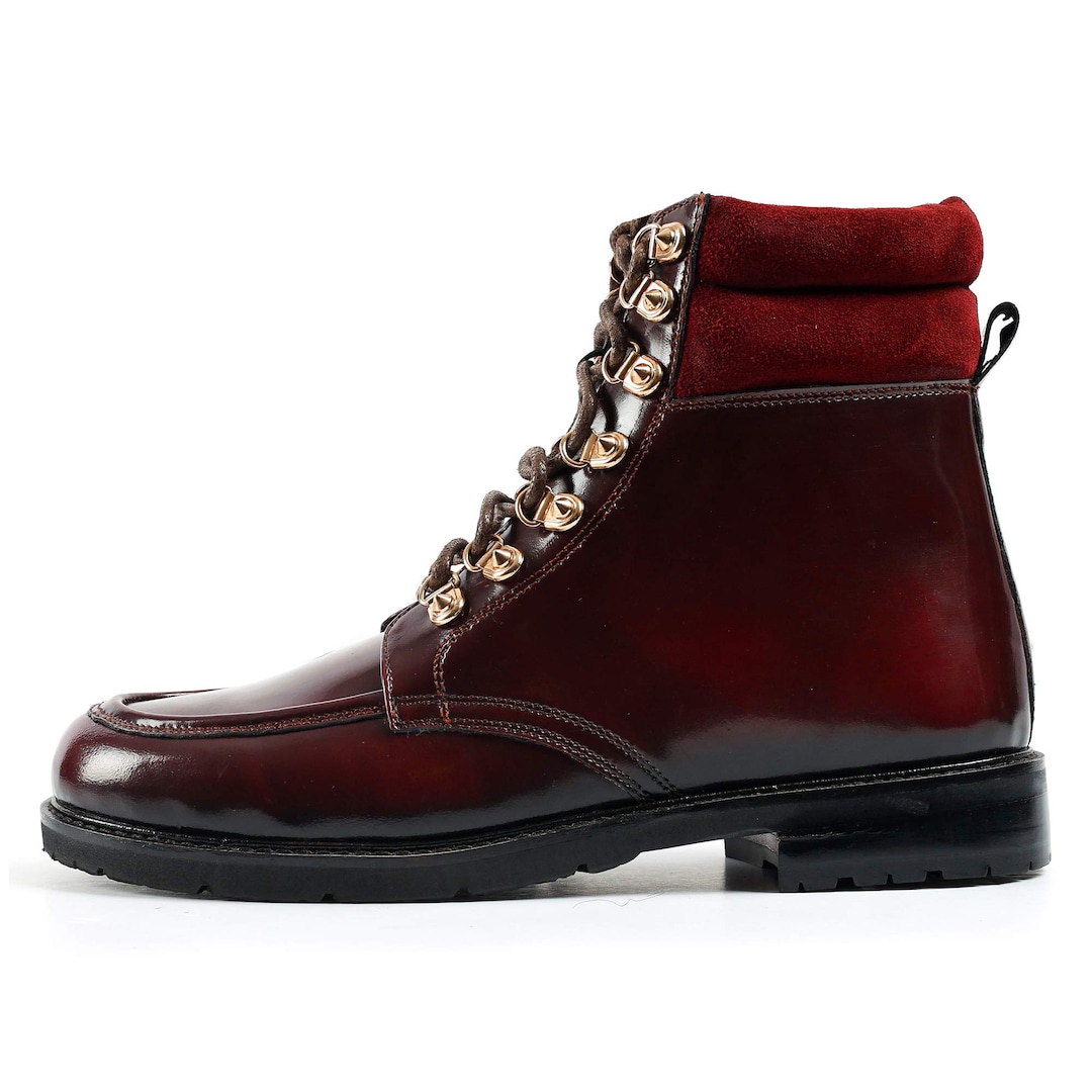 Genuine Leather Handmade Long Boots Men - Nolan Burgundy - VV208 - Etsy