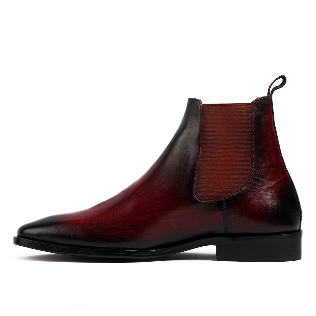 Genuine Leather Handmade Long Boots Men - Como Burgundy - VV178 - Etsy