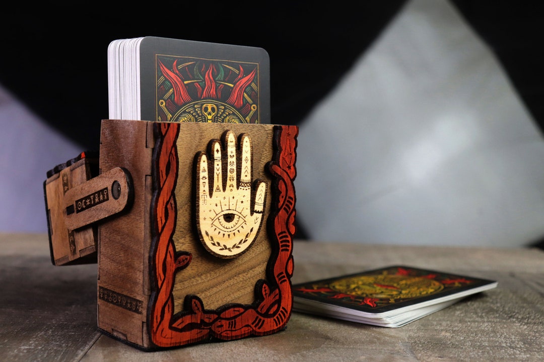 Wooden Tarot Card Box Crafted in Mixed Species With Choice of Symbol - Etsy