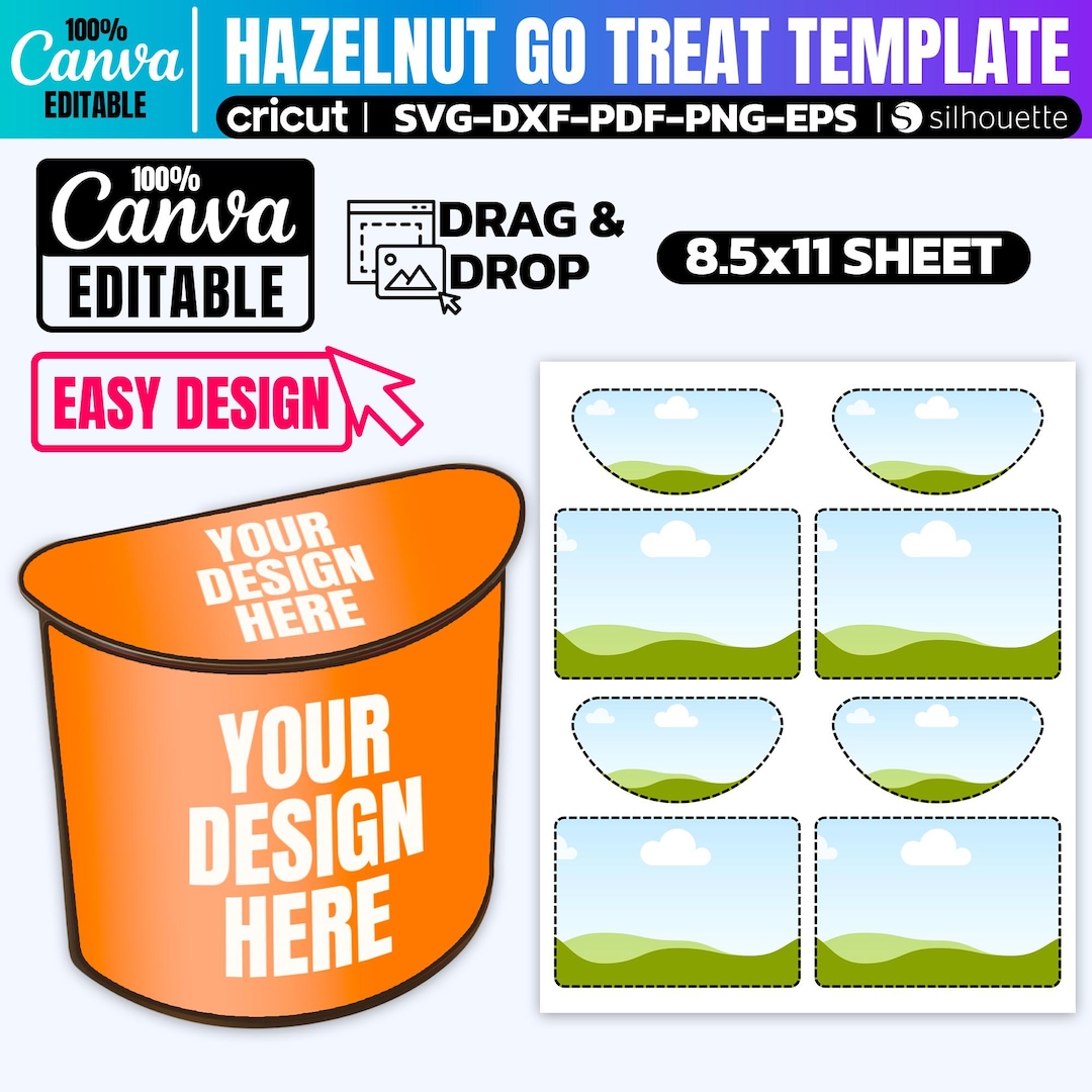 Hazelnut Go Label Template: Party Favor Sticker (digital Download) - Etsy