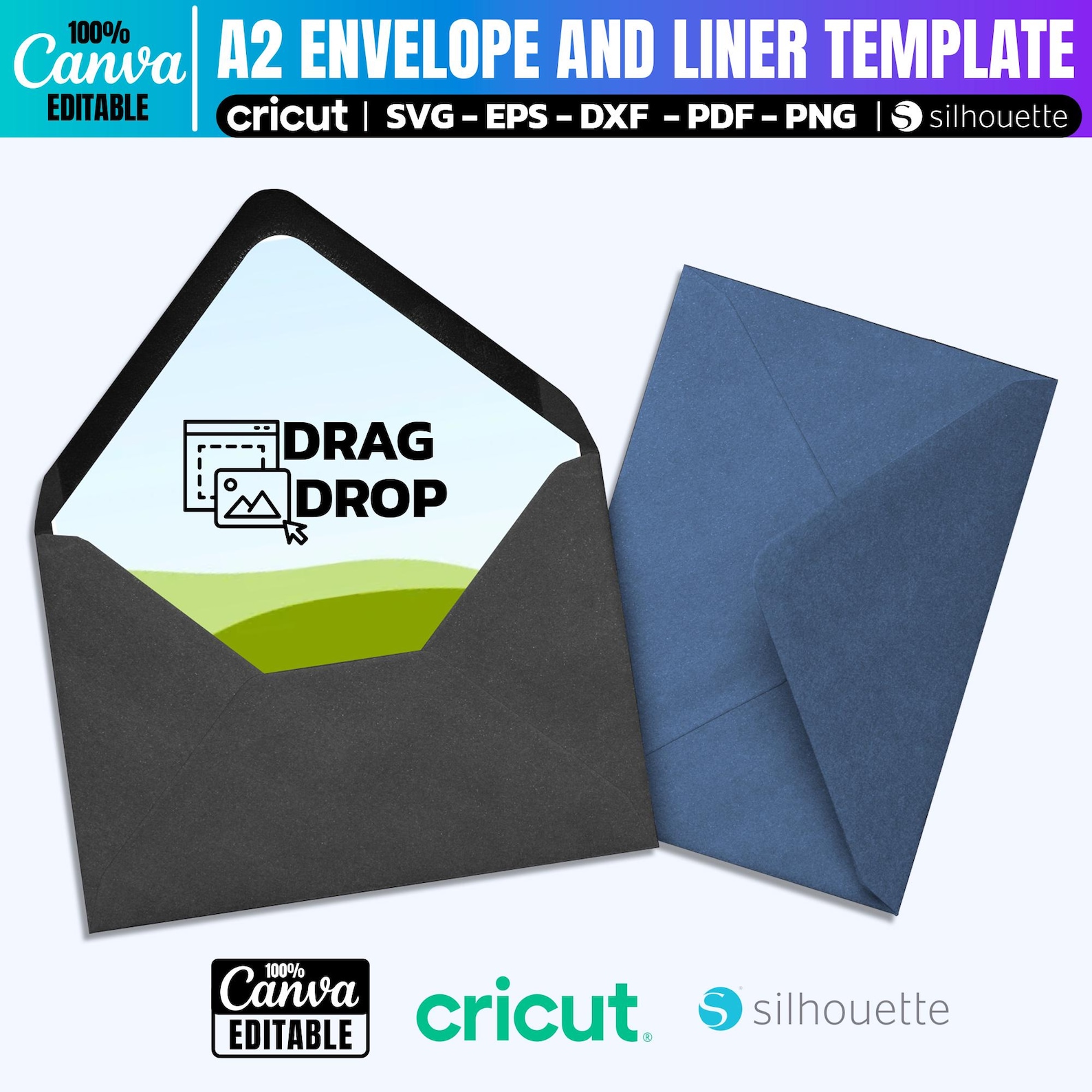 A2 Envelope & Liner Template: Canva, Cricut, Silhouette (digital ...