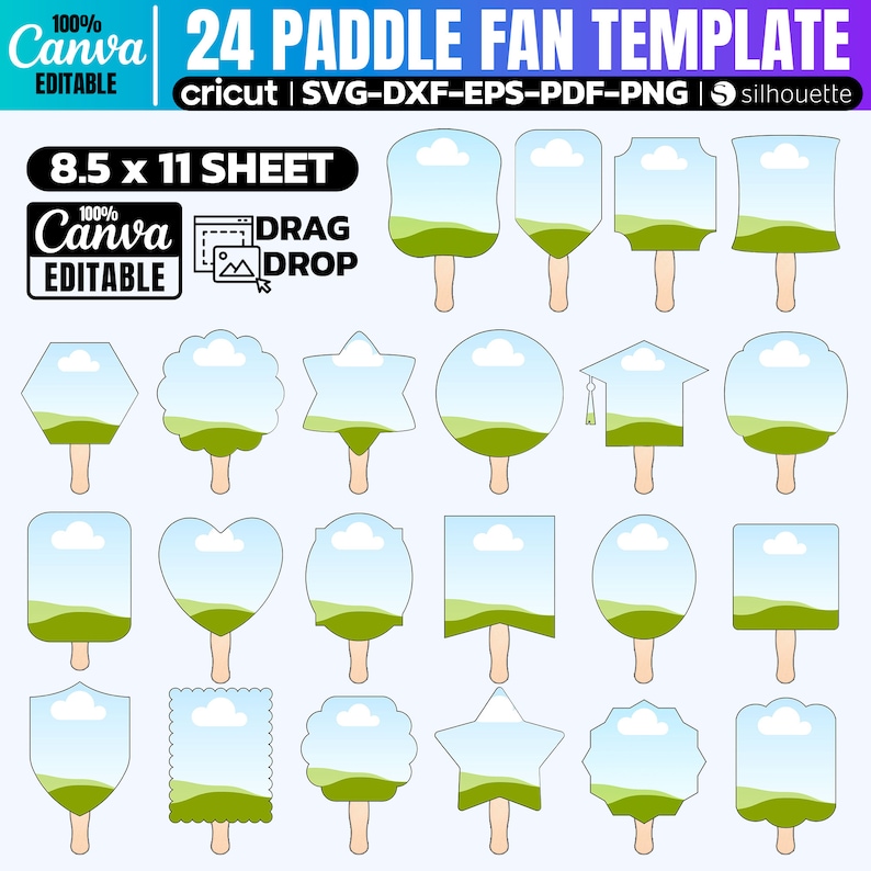 24 Paddle Fan Template Svg, Fan Template Svg, Hand Heart Fan ...