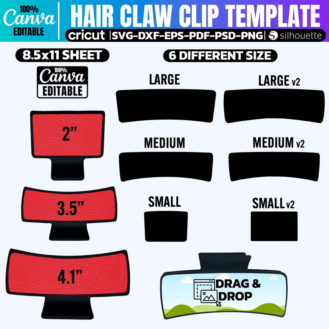 Hair Claw Clip Template Svg, Hair Claw Cover Template, Leather Hair ...