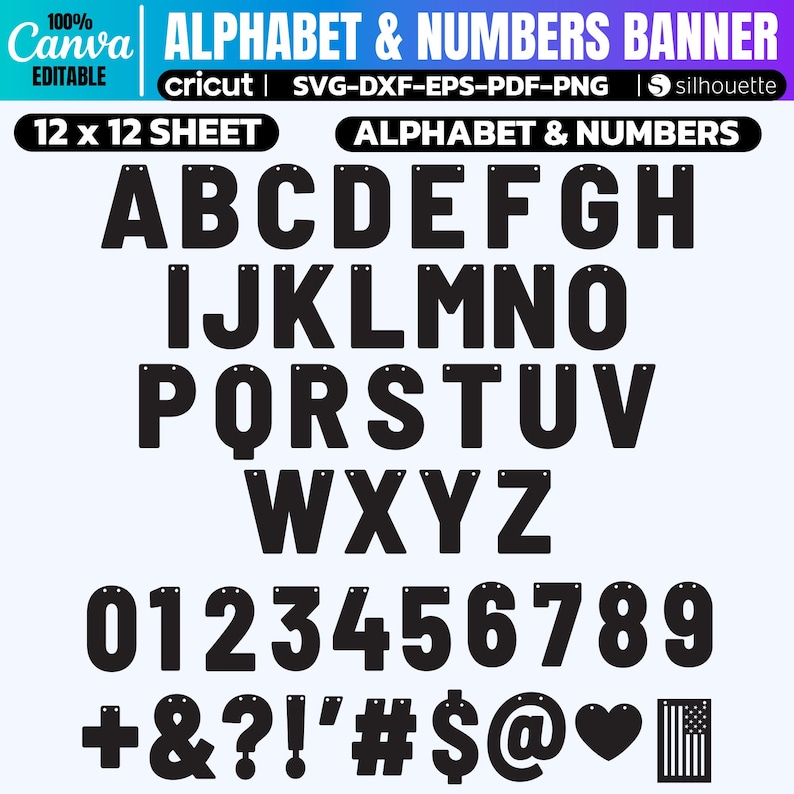 Alphabet & Number Banner SVG: DIY Cricut Letters (digital Download) - Etsy