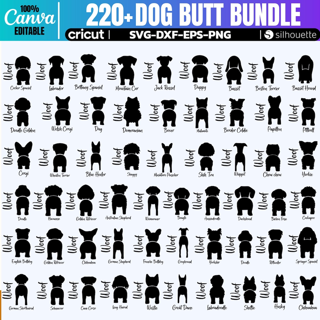 Dog Butt Svg, Dog Svg, Dog Silhouette Svg, Dog Cut File, Dog Svg Bundle ...