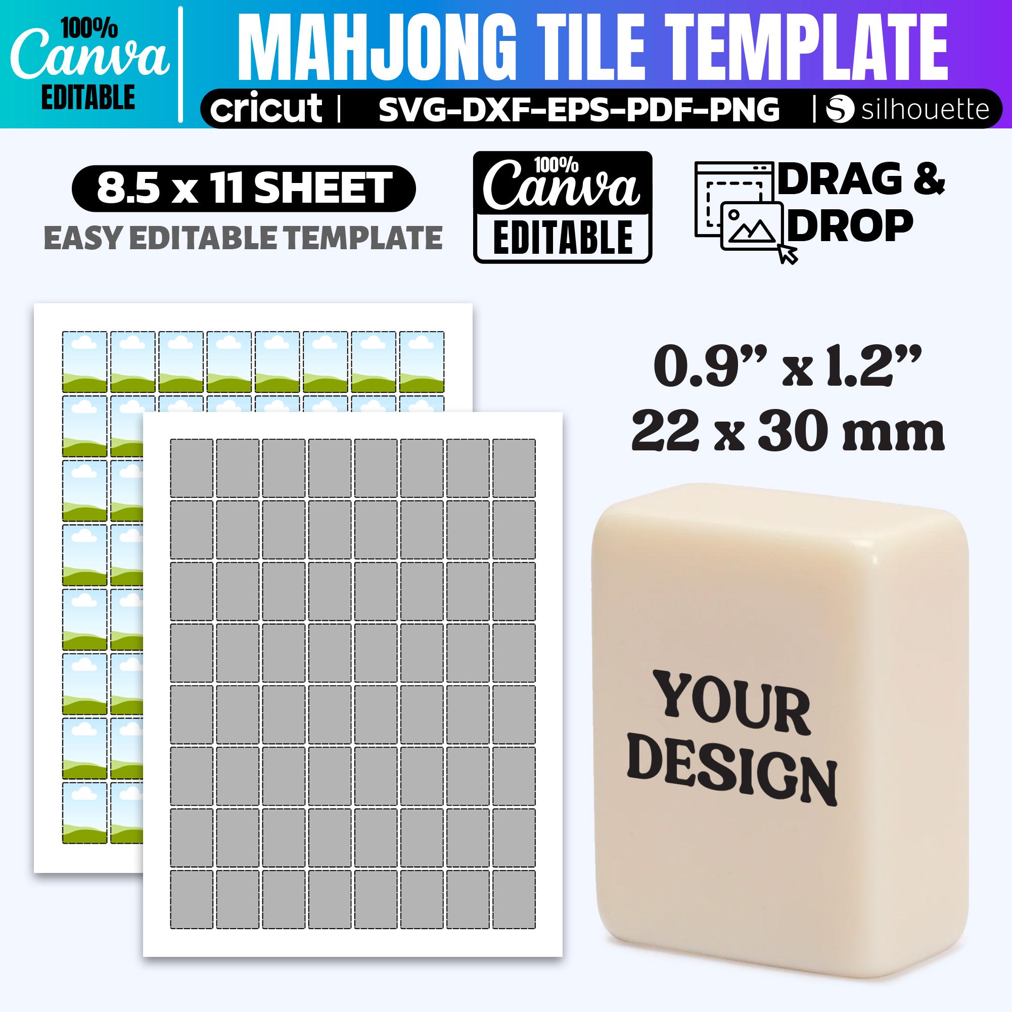 Mahjong Tile Canva Template, 0.9”x1.2” (23x30mm) Tiles, 8.5x11 ...