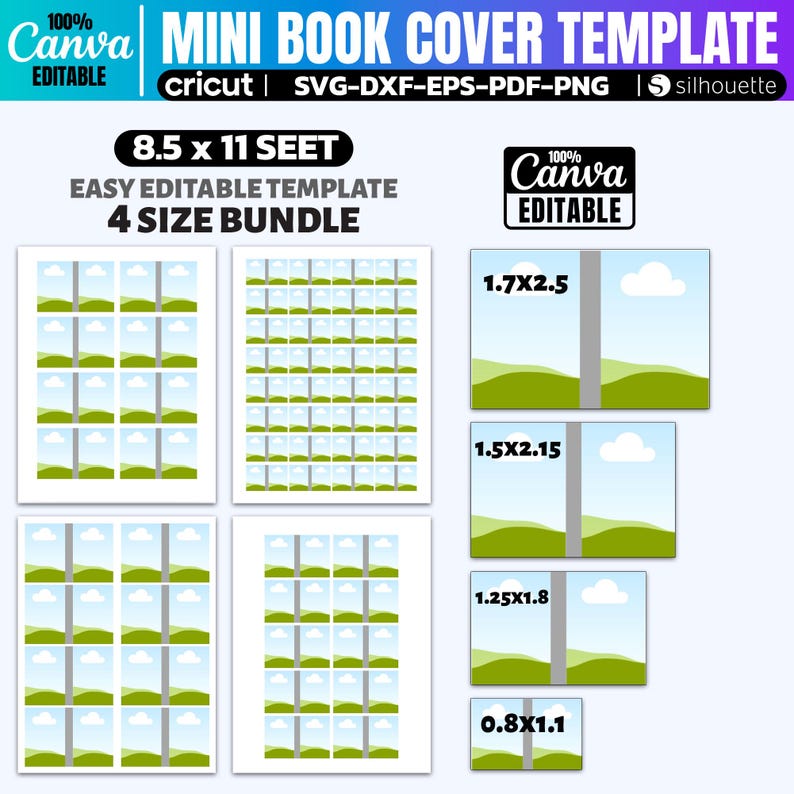 Mini Book Cover Template, DIY Pocket Books (canva, Svg, Pdf, Png) - Etsy