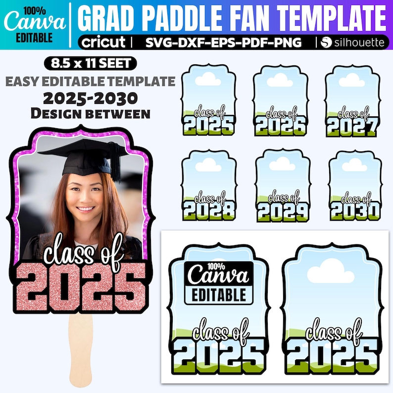 Editable Graduation Fan Template: Canva SVG, Cricut & Silhouette ...
