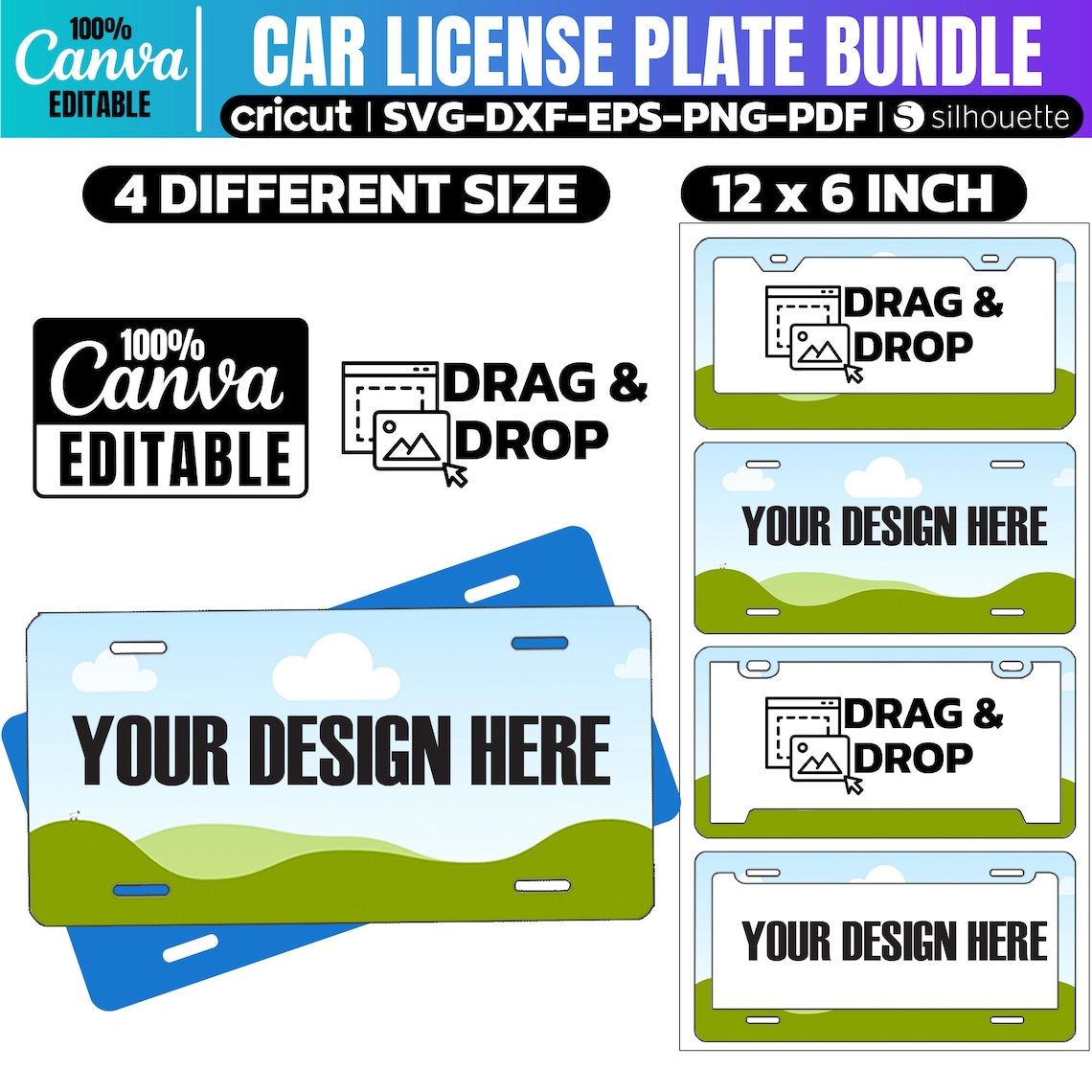 Canva Car License Plate Template Bundle (digital Download) - Etsy