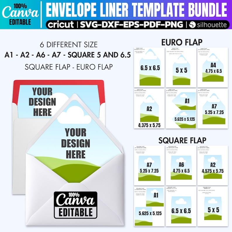 Canva Editable Envelope Liner Template: Drag & Drop Wedding 6 Size ...
