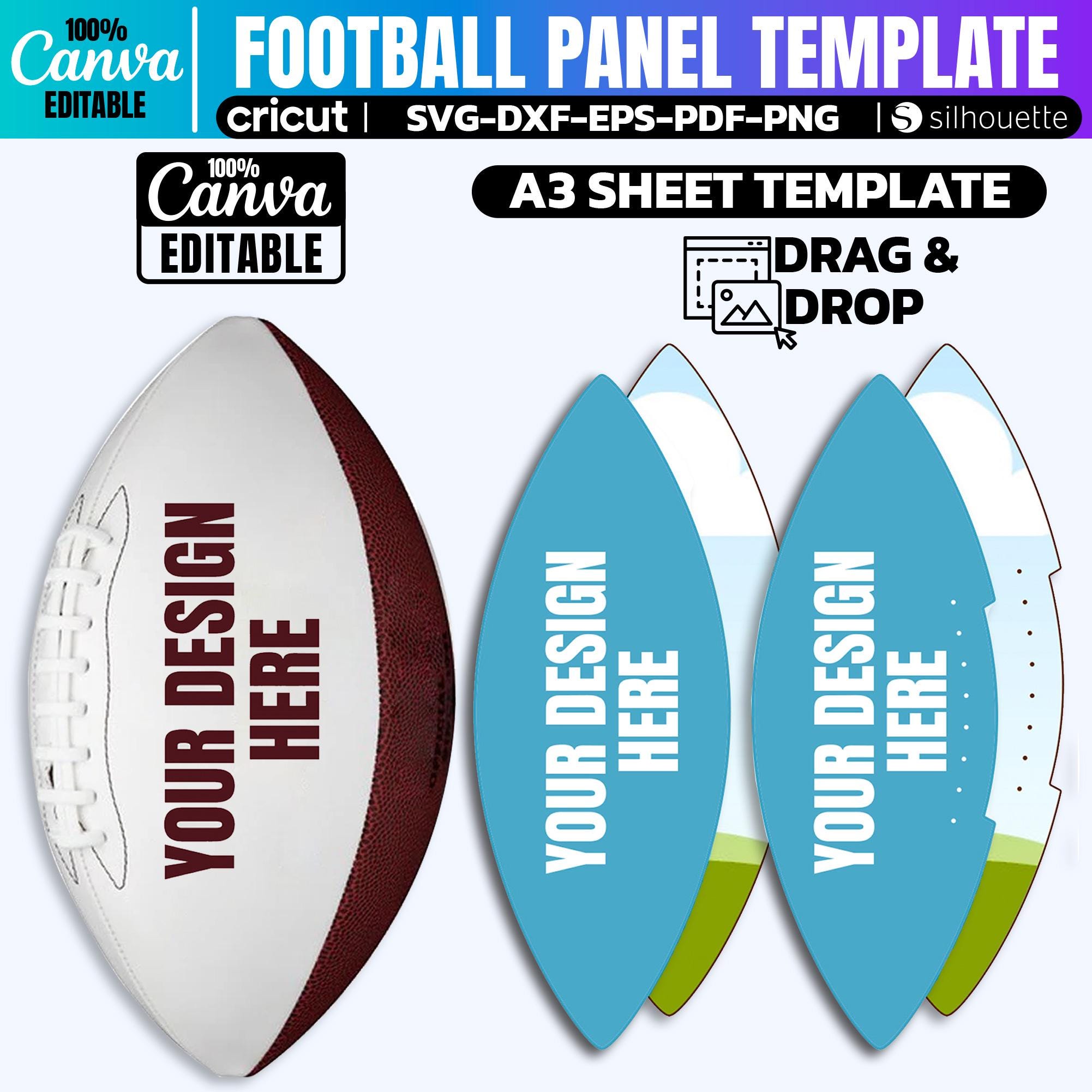 Football Panel Template Canva, Football Panel Template Svg, Football ...