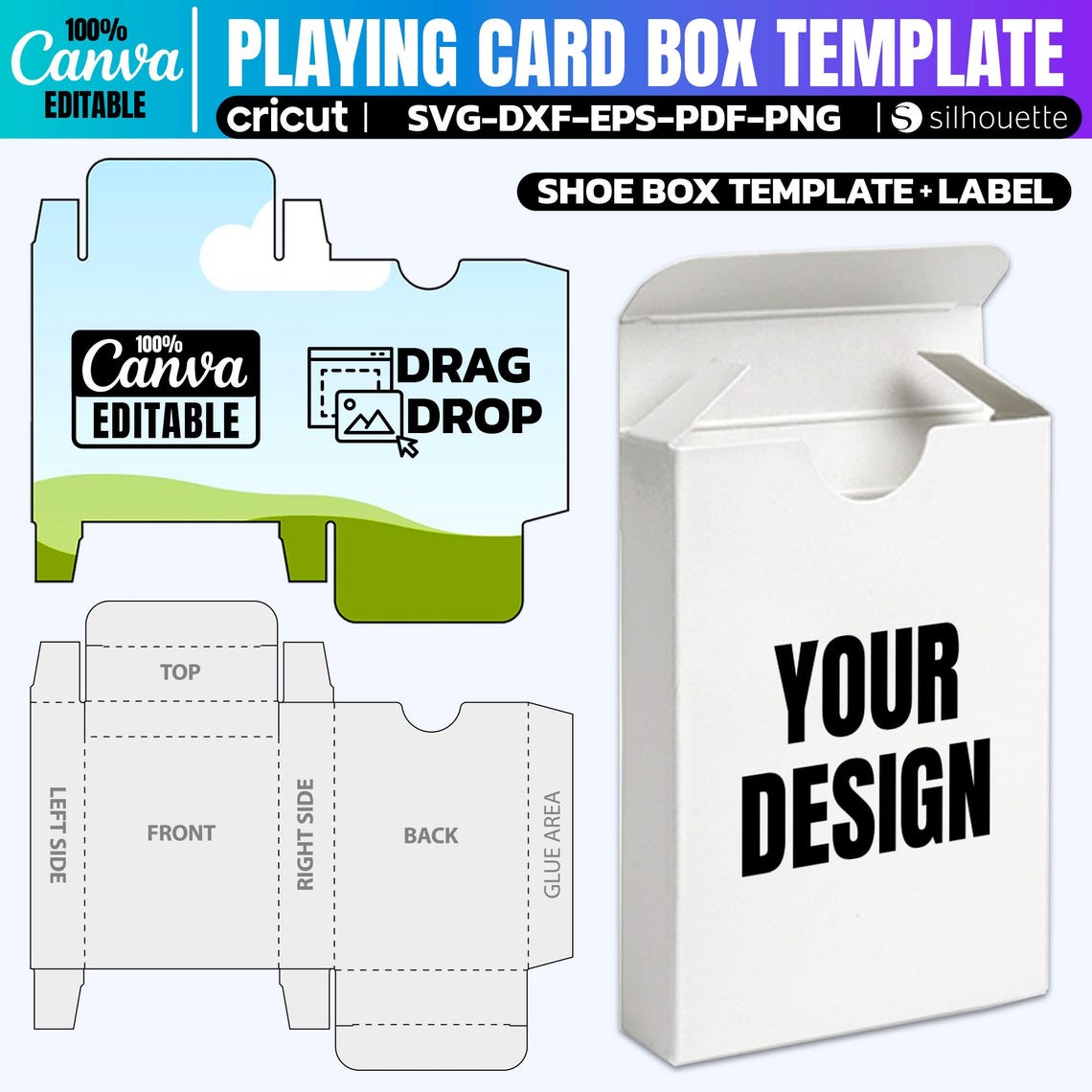 Blank Playing Card Box Template Svg, Poker Card Box Template, Box Svg ...