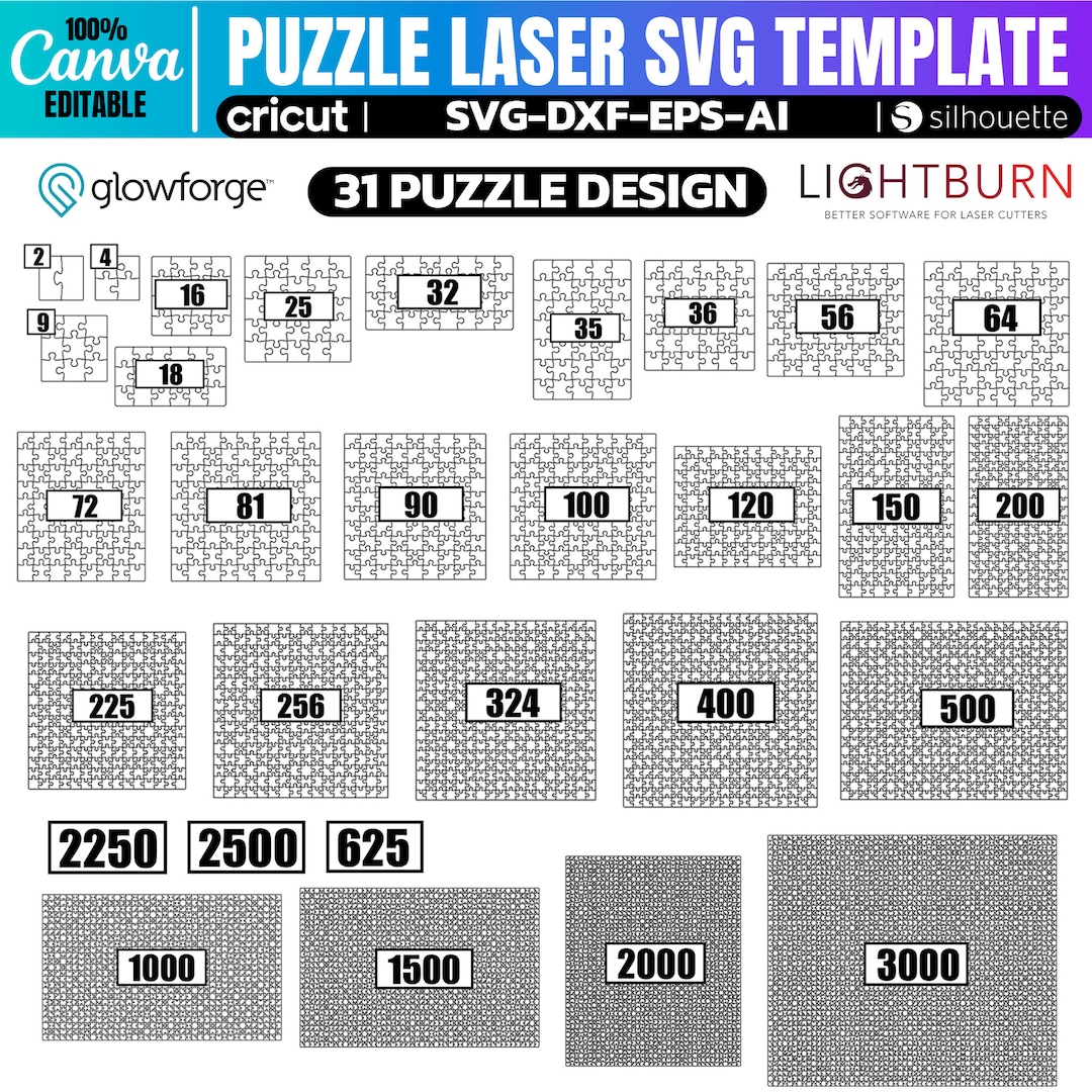 Puzzle Svg Template, Jigsaw Puzzle Svg, Puzzle Piece Svg, Laser Cut ...