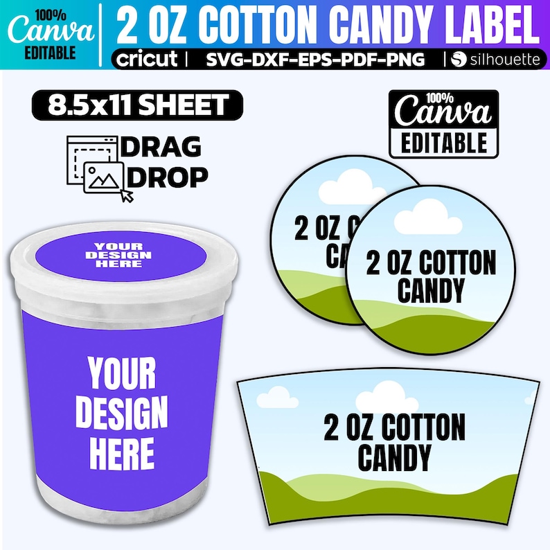 2 Oz Cotton Candy Label Template: Canva Editable (digital Download) - Etsy