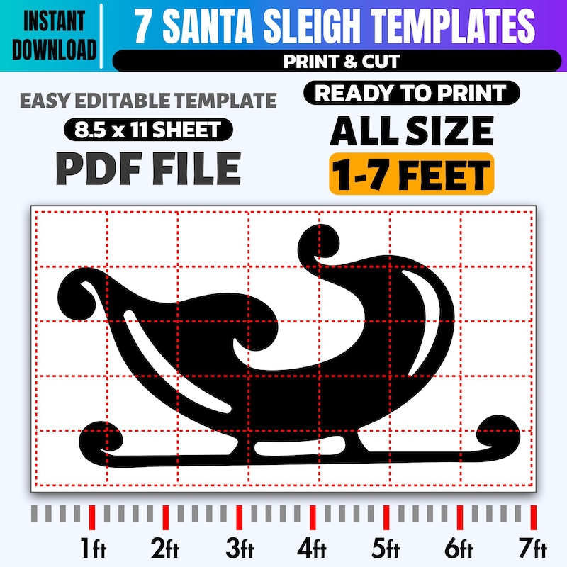 Santa Sleigh Cutout Patterns - Etsy