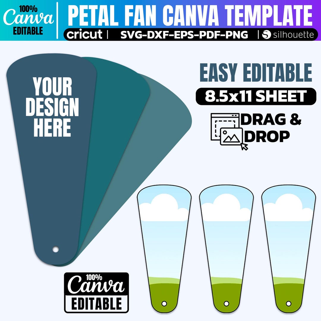 Wedding Petal Fan Template: DIY Canva Cricut Silhouette File (digital ...