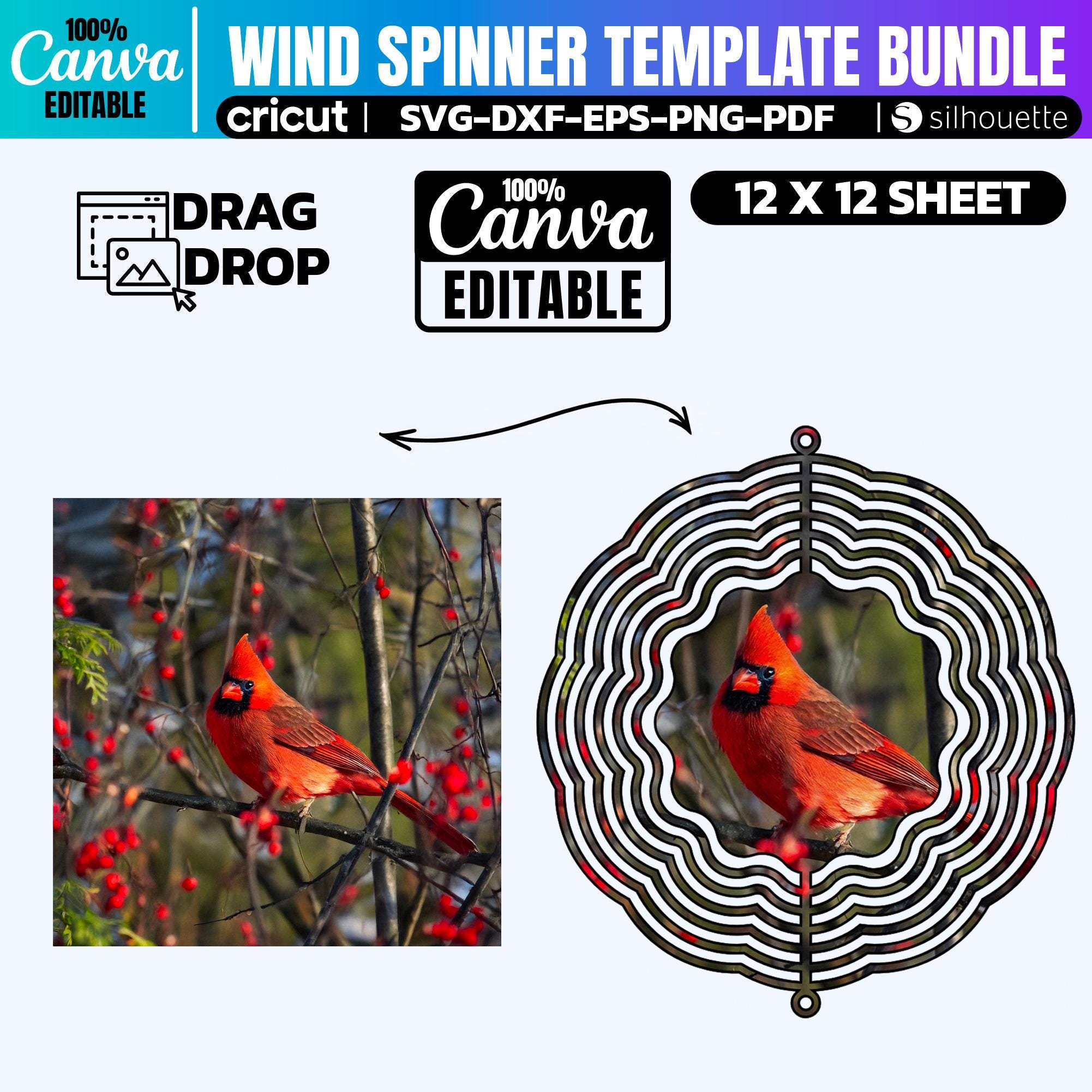 Wind Spinner Template Bundle: Canva & Cricut Editable (digital Download ...
