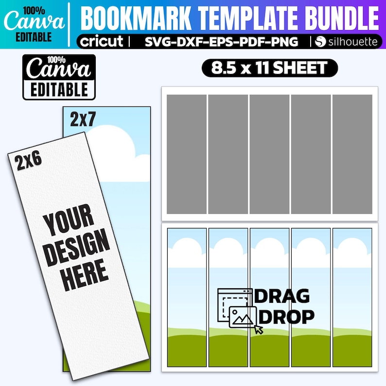 Bookmark Template SVG: Custom Canva Printable (digital Download) - Etsy