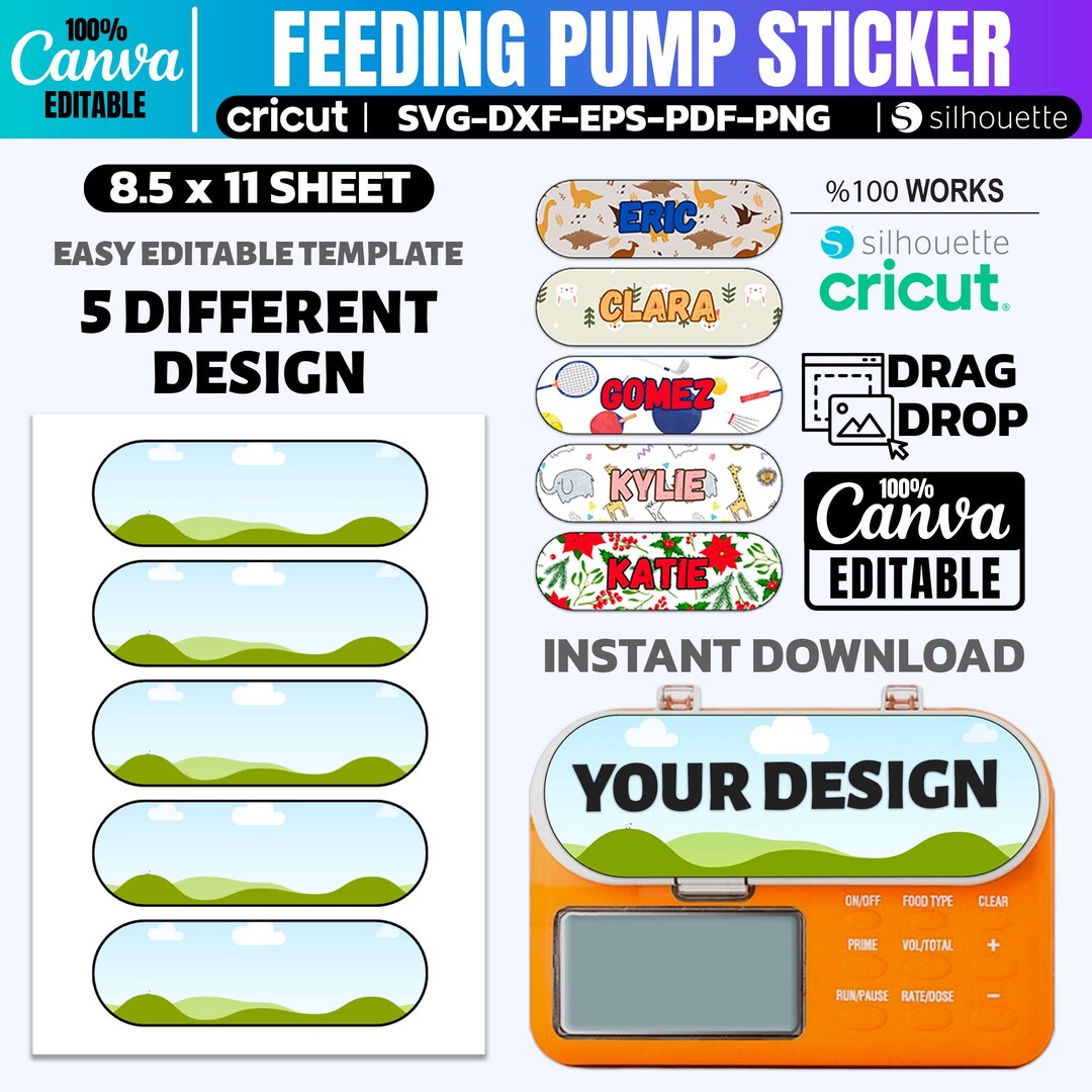 Editable Infinity Pump Sticker Canva Template – Feeding Pump Decal ...
