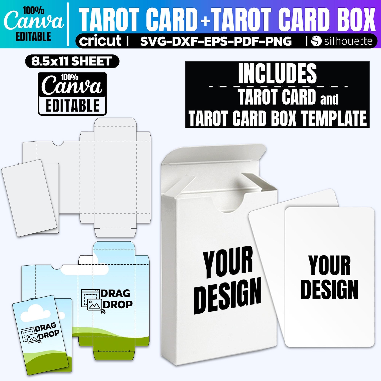 Blank Tarot Card & Box Template: SVG, PNG, PDF (digital Download) - Etsy