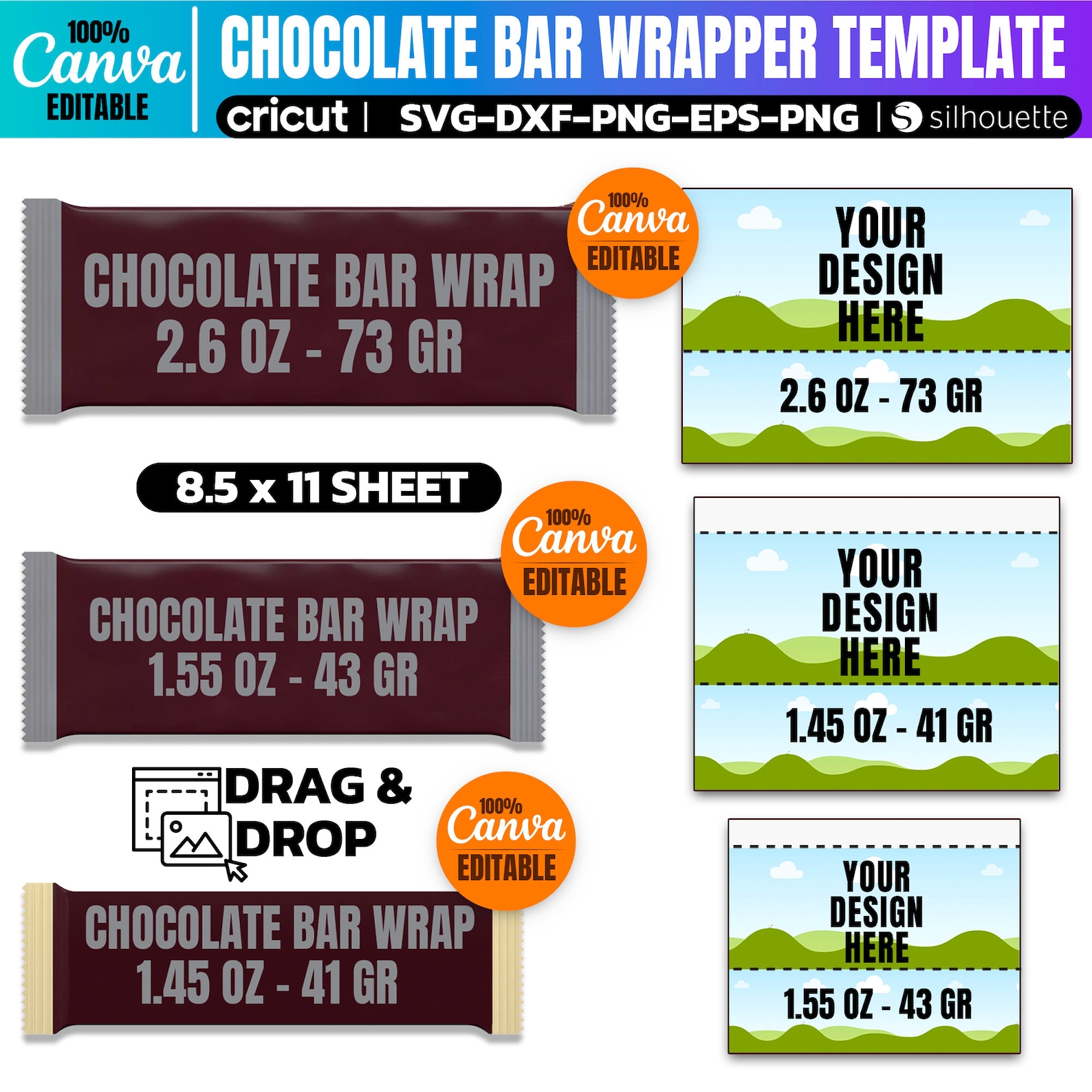 Chocolate Bar Wrapper Template Bundle: Canva Label (digital Download ...