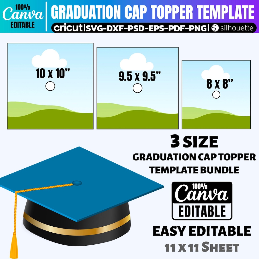 Customizable Graduation Cap Topper Template: Canva & SVG (digital ...