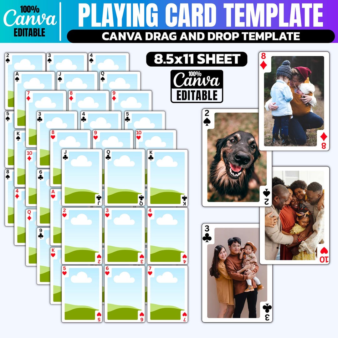 Editable Playing Card Template: Personalized Photo Cards (canva) - Etsy