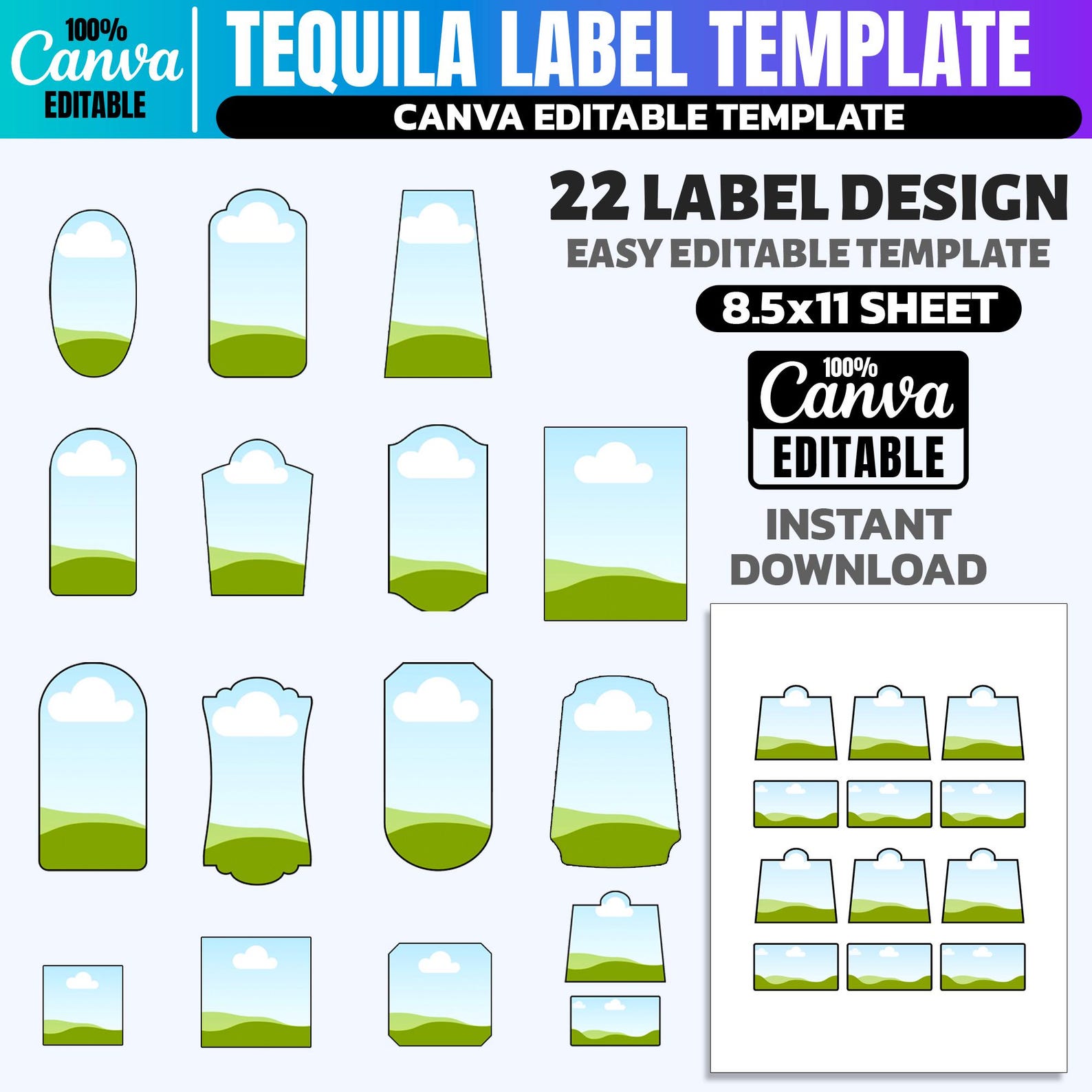 Tequila Label Canva Templates Bundle | Editable Bottle Labels ...