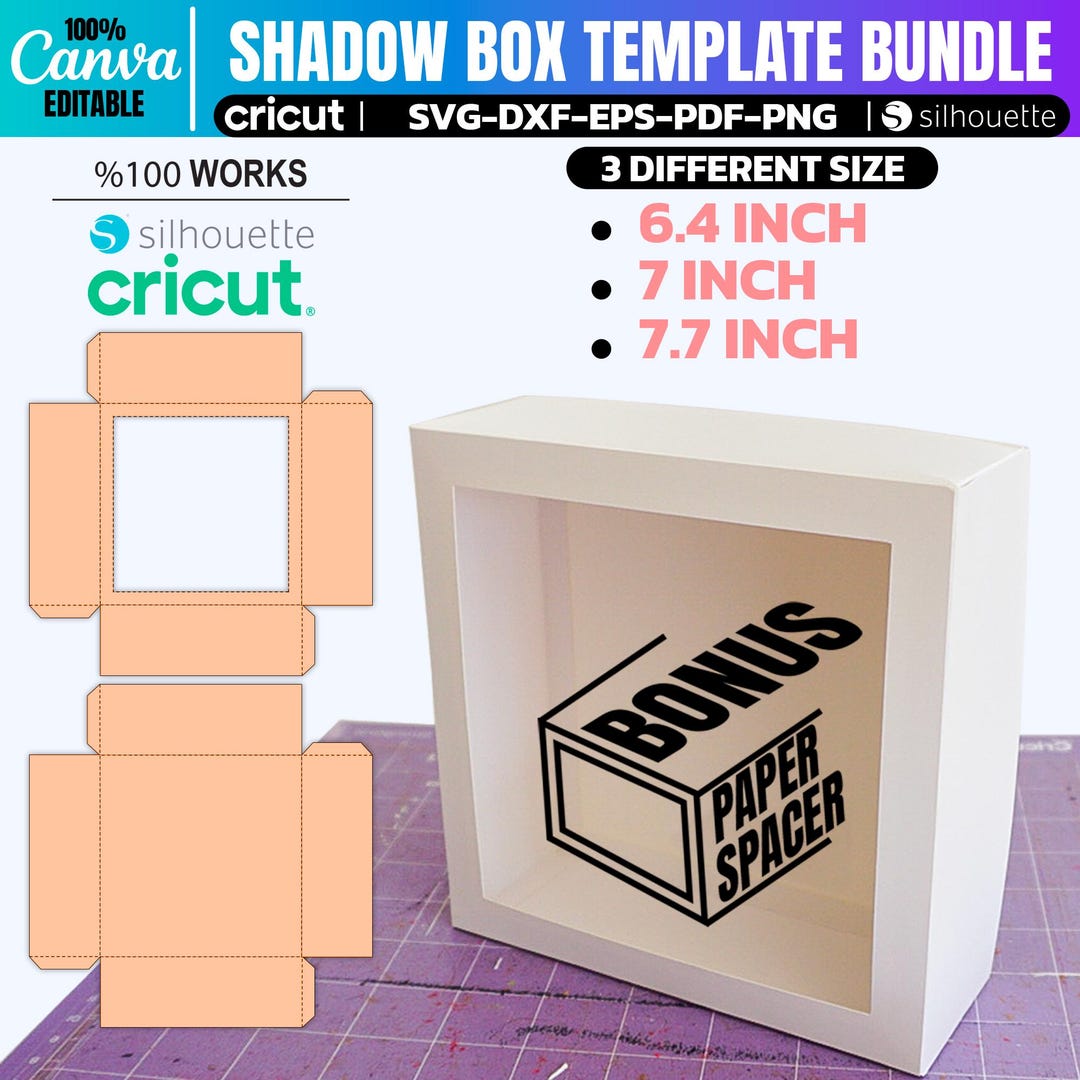 Squar Shadow Box Template Bundle, Shadow Box Svg, Shadowbox Cricut ...