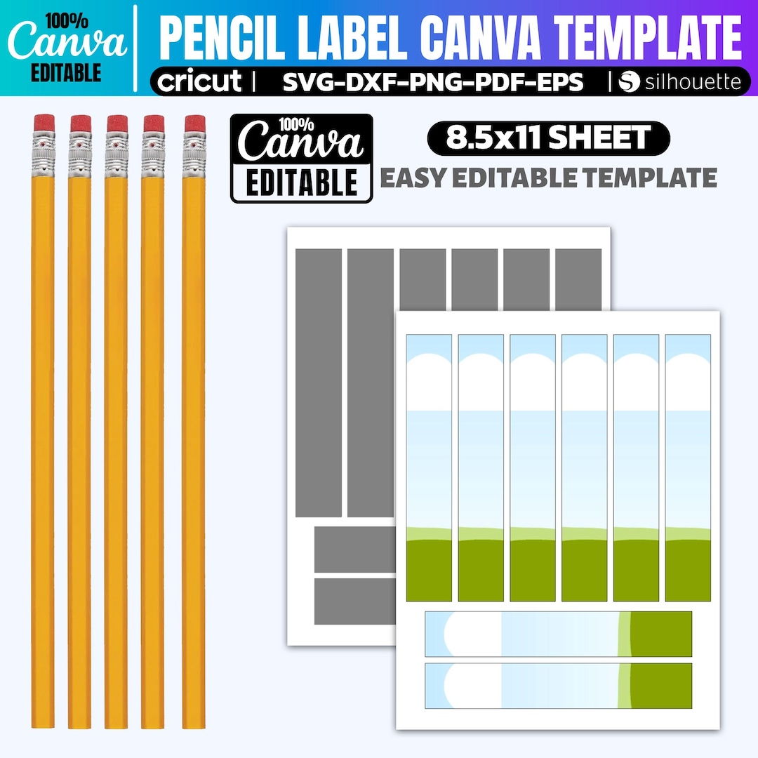 Editable Pencil Label Template: Personalized School Stickers (canva ...