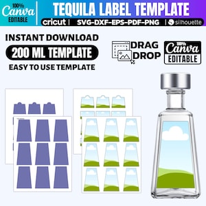 Tequila Label Template, 1800 Tequila Label Canva Template, 1800 Tequila ...