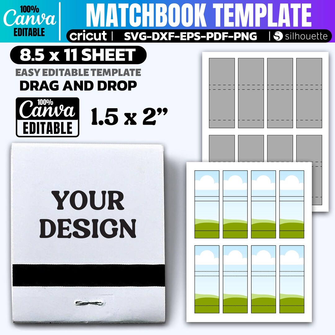Editable Matchbook Template, DIY Packaging (canva, Svg, Pdf, Png) - Etsy