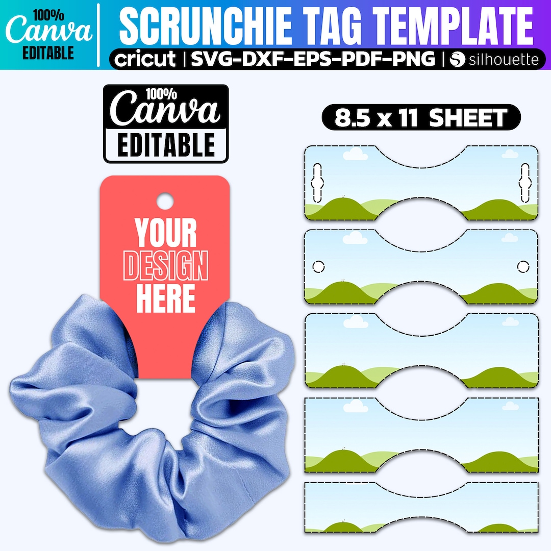 Scrunchie Tag Template Bundle: Editable Canva SVG PNG PDF - Etsy