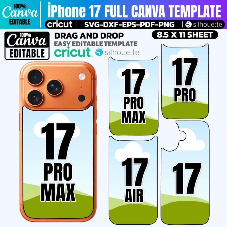 IPhone 17 Pro Max, Pro, Air Case Template Bundle: Sublimation Blanks ...