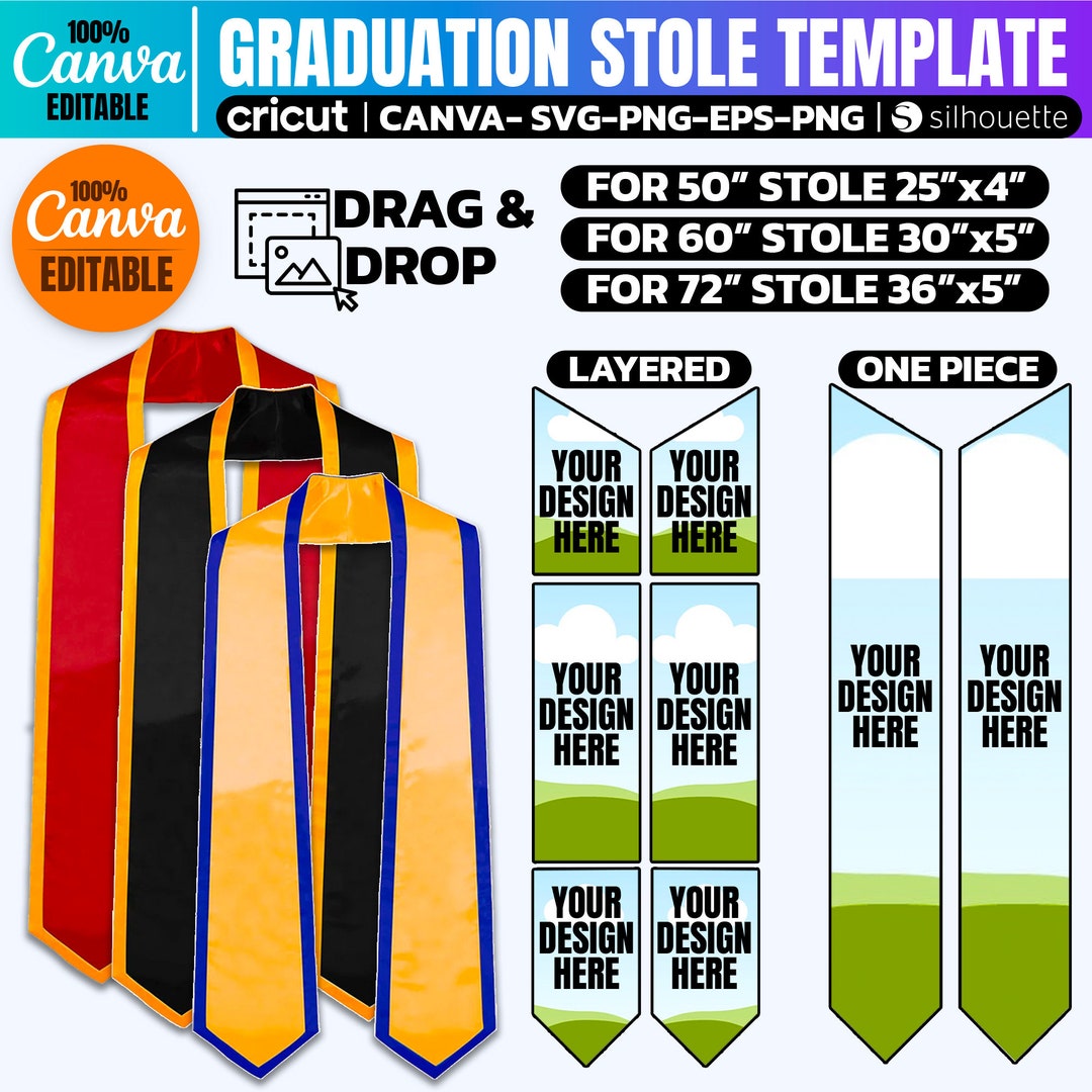 Graduation Stole Template Bundle: Canva Editable (digital Download) - Etsy