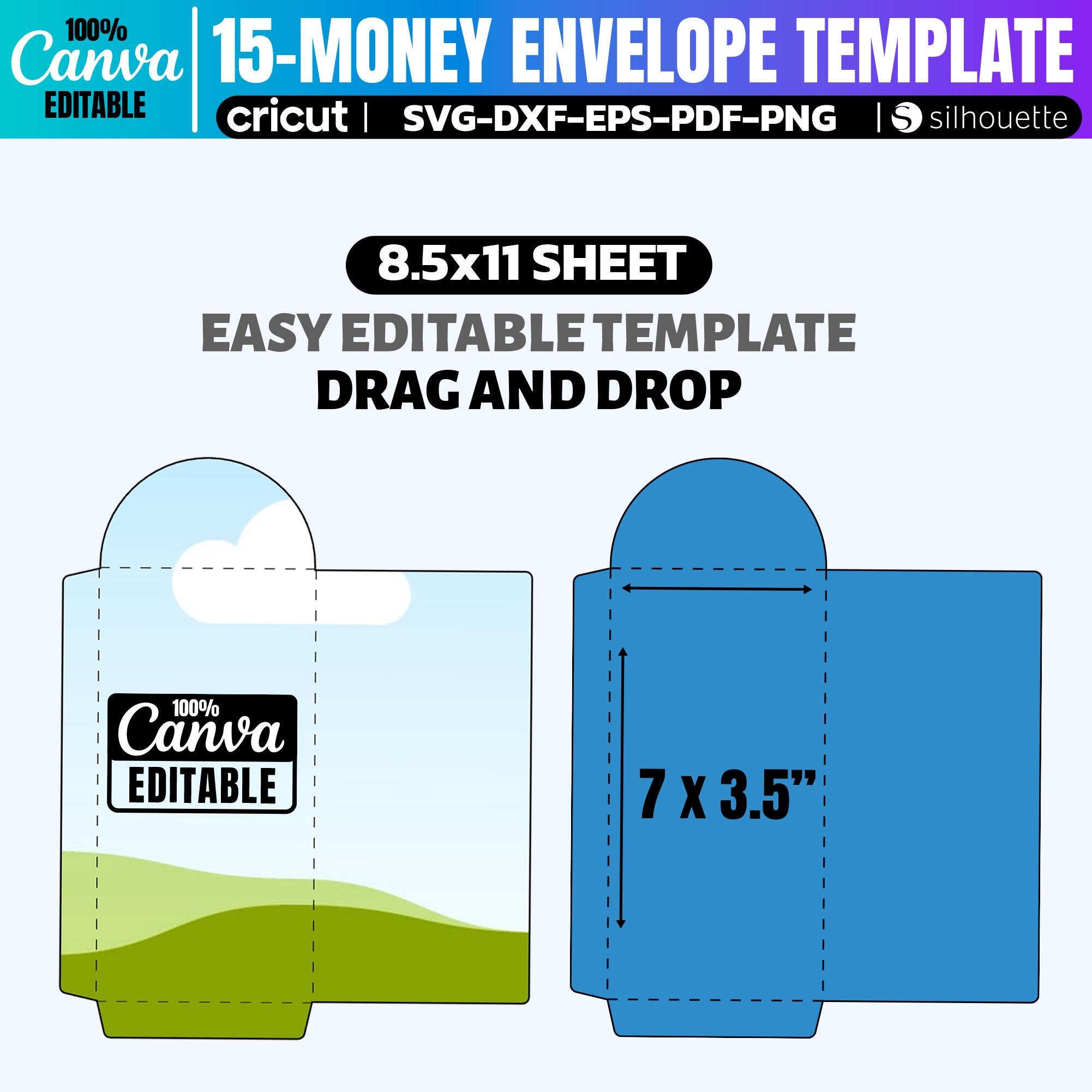 Money Envelope Template SVG: Editable Canva Cash Gift Holder (digital ...